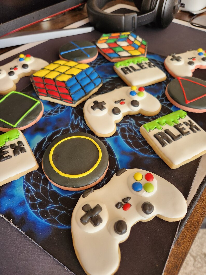 Gamers Cookies Boy Birthday Cokie Level up Remote Control Arcade Player ...