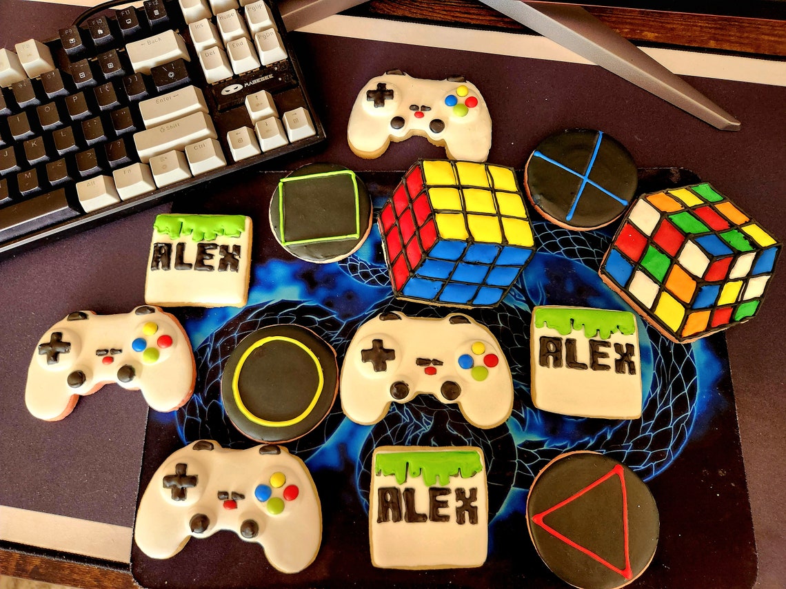 Gamers Cookies Boy Birthday Cokie Level up Remote Control Arcade Player ...