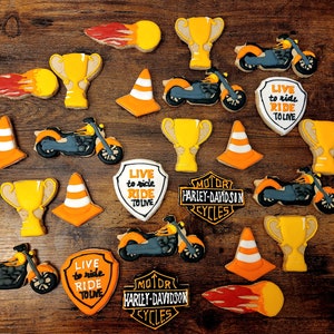 Anniversary Birthday Harley Davidson Cookies Biker Harley Logo Trophy ...