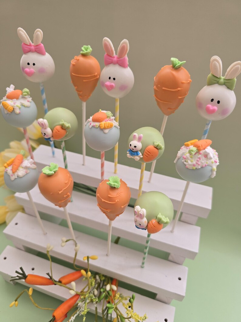Easter Bunny Carrot Sprinkles Cake Pops Reveal Party Baby Shower ...