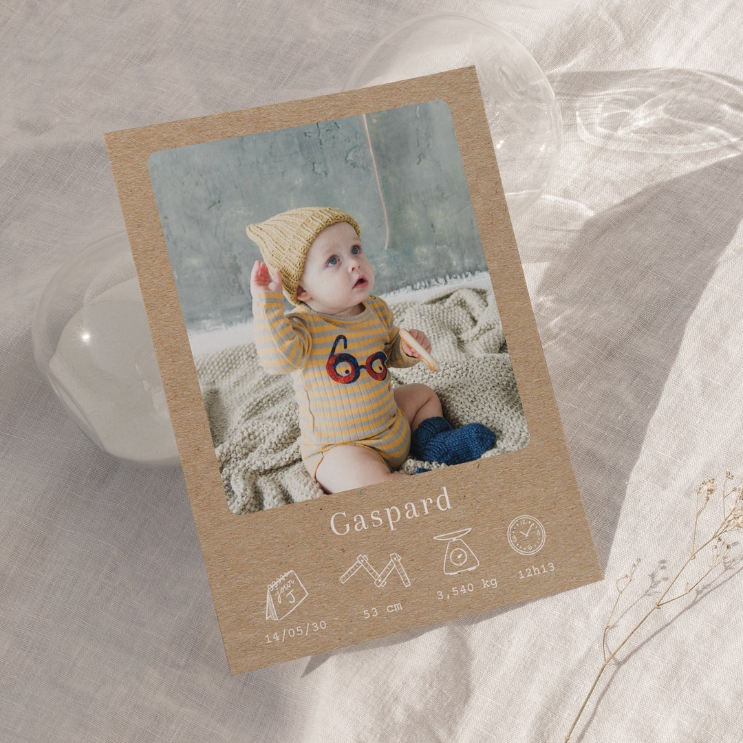 Birth Announcement Kraft & Picto - Etsy