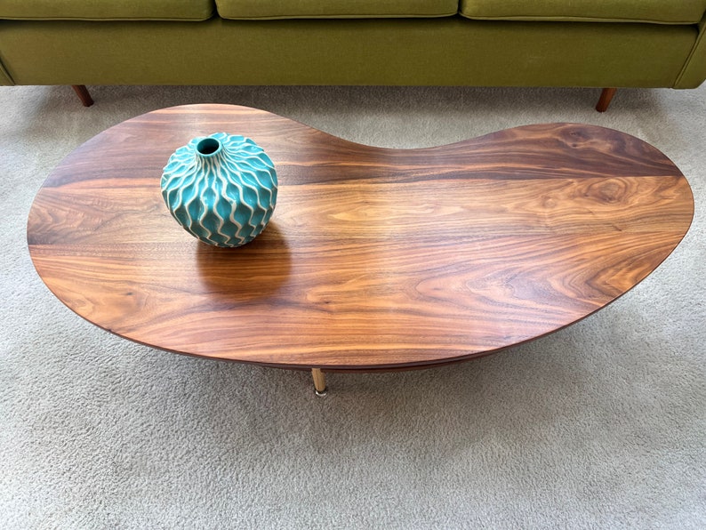 Kidney Bean Mid-century Modern Solid Walnut Table - Etsy