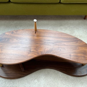 Kidney Bean Mid-century Modern Solid Walnut Table - Etsy