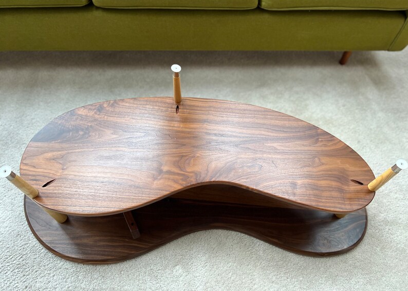 Kidney Bean Mid-century Modern Solid Walnut Table - Etsy