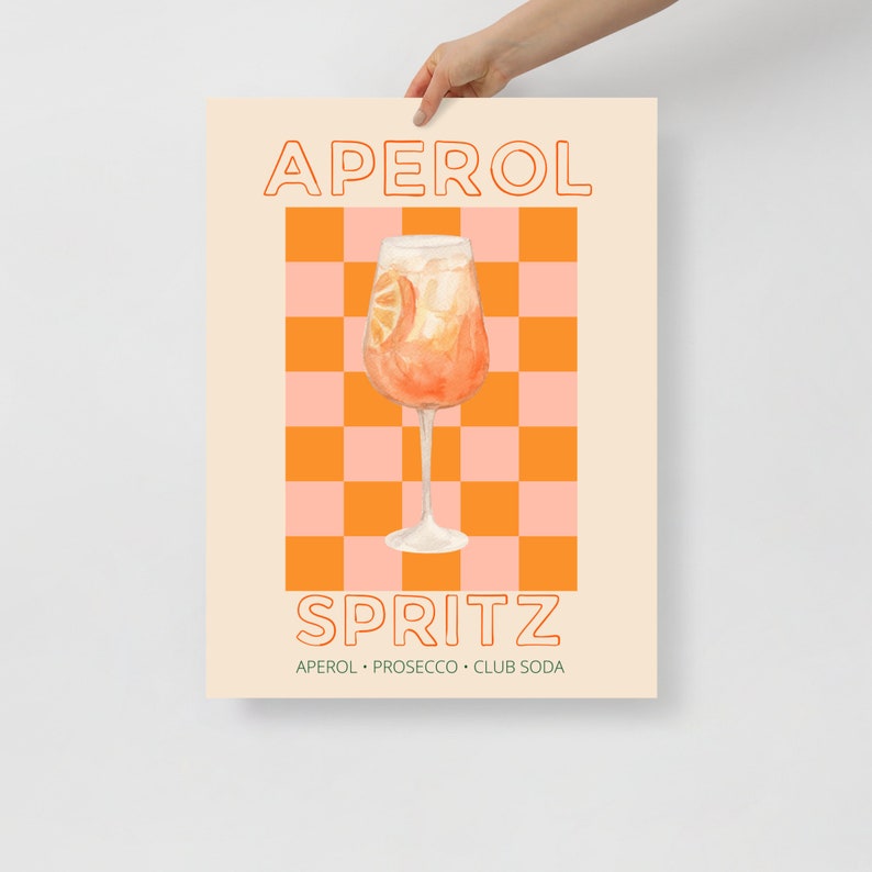 Aperol Spritz Art Print: Retro Cocktail Bar Cart Decor - Etsy