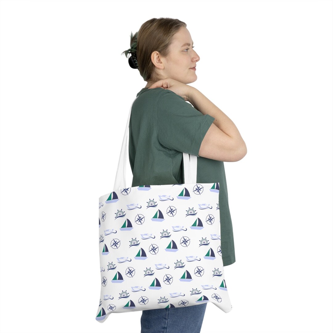 Nautical Design Shoulder Tote Bag, Choose From 3 Colours: Black, White ...