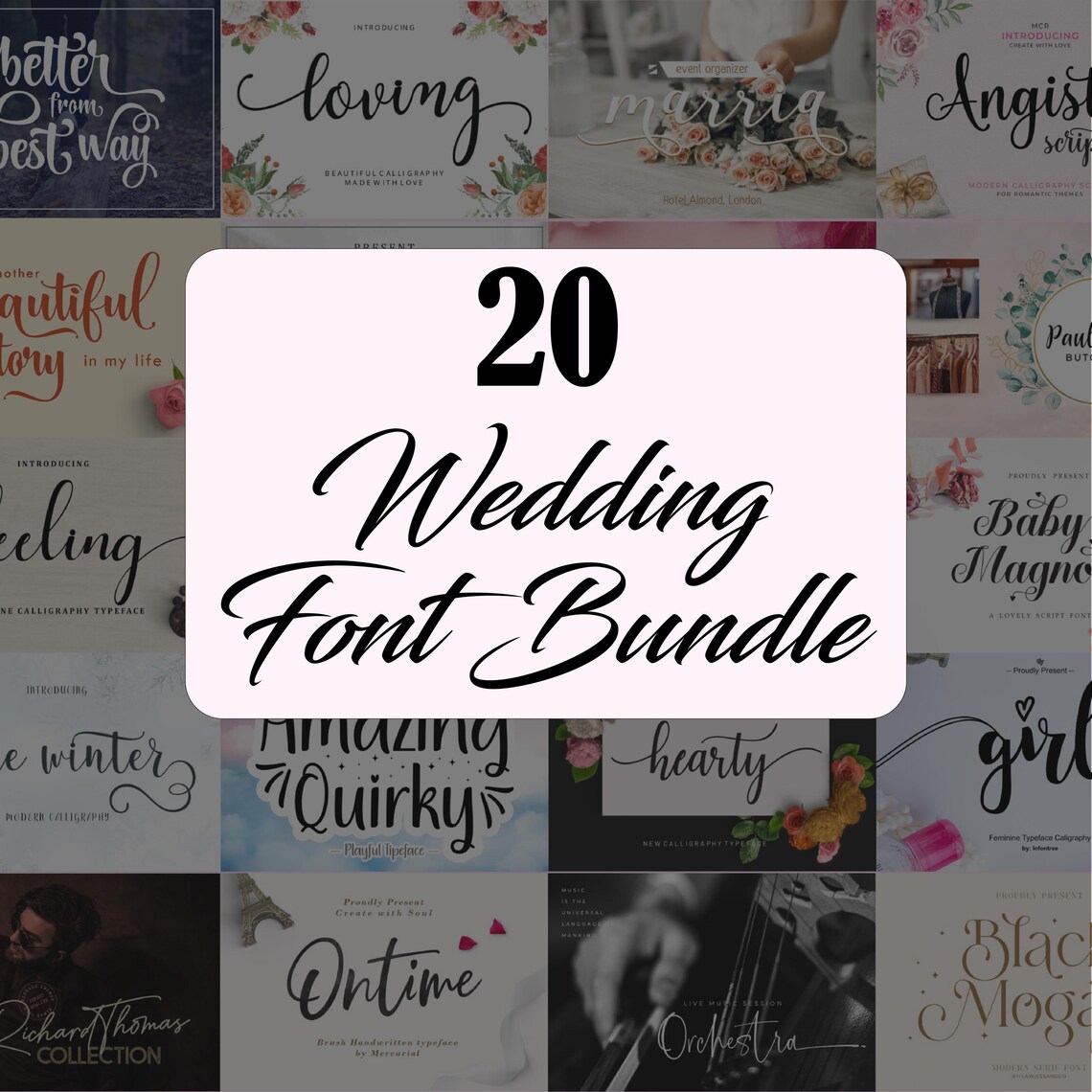 Handwritten Wedding Font Bundle, Script Font for Handwritten ...