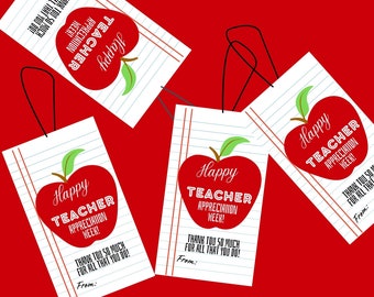 Teacher Appreciation Week Gift Tag, Printable End of School Year Favor ...