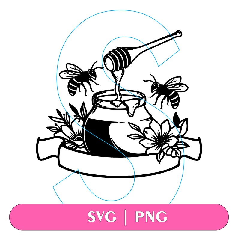 Bee Svg File, Cut File, Floral Bee Honey Svg, Honeycomb Png, Cricut, Template, Silhouette ...