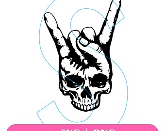 Skeleton Rock Horns Svg, Rock'n Roll, Devil Horns. Vector Cut File for ...