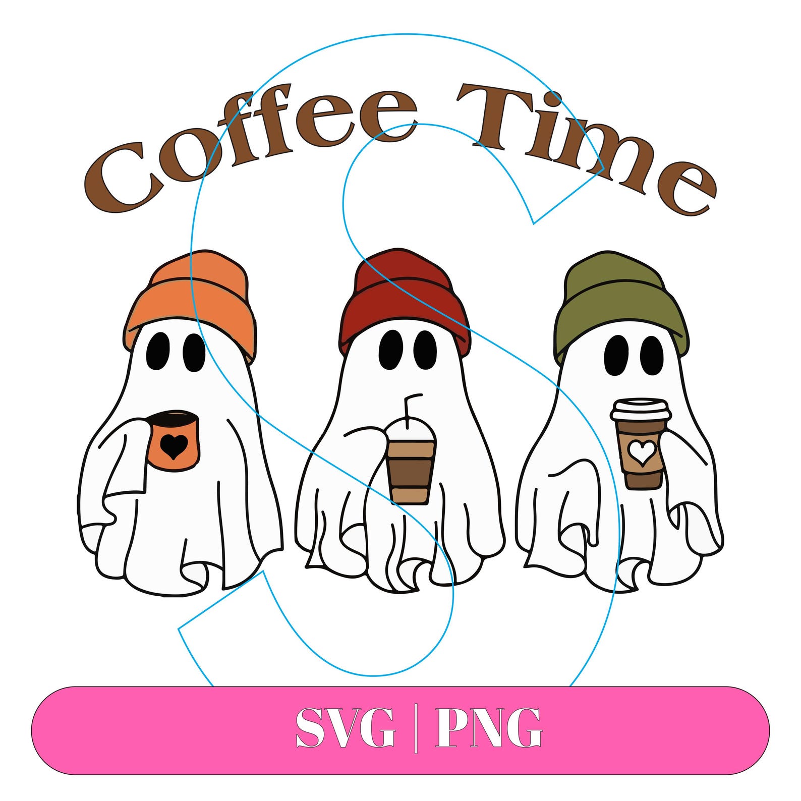 Coffee Time Png, Cute Ghost Drinking Coffee Png, Ghost Ice Coffee Png ...