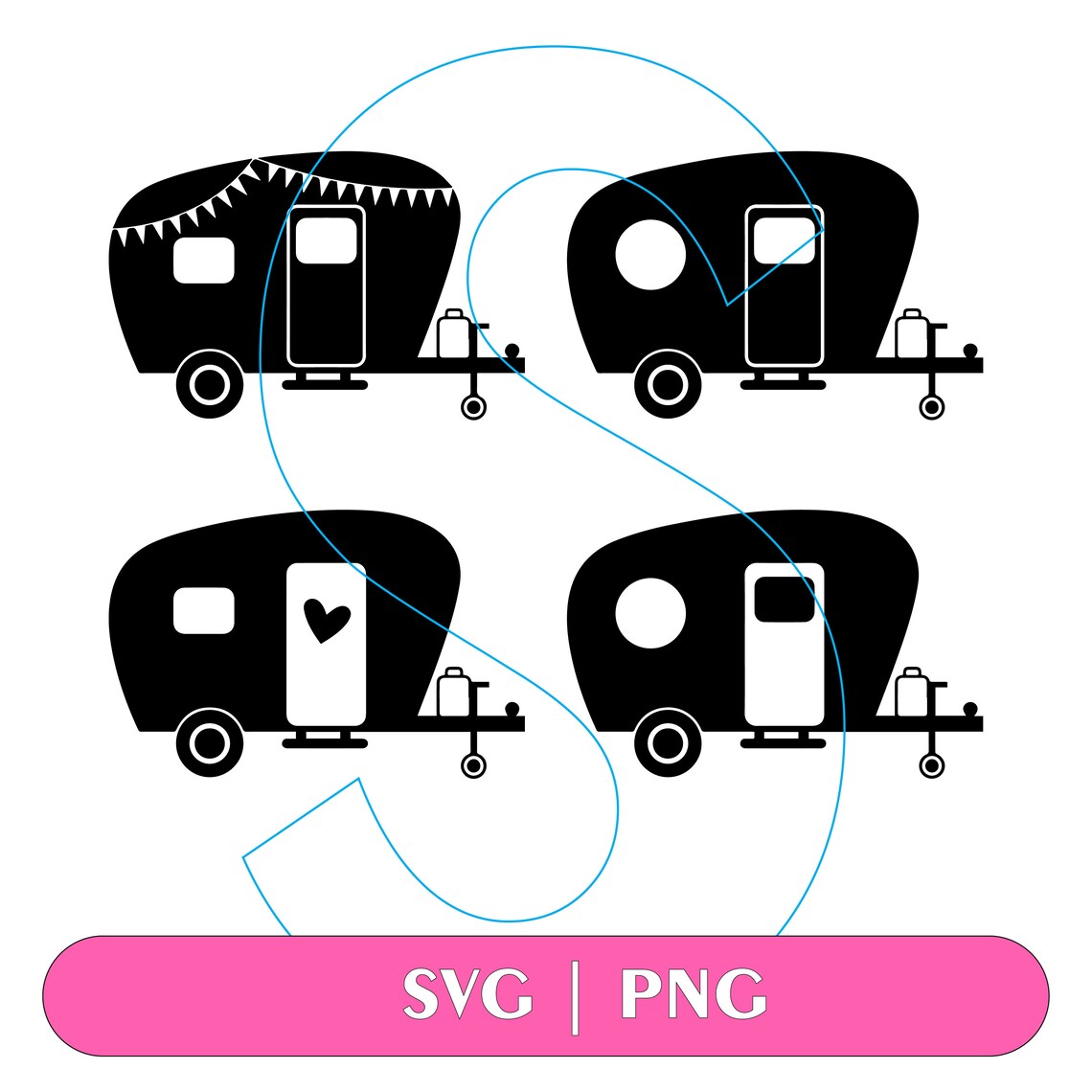 Caravan Bundle SVG, Camping SVG Jpg Png Camper Download Travel Trailer ...
