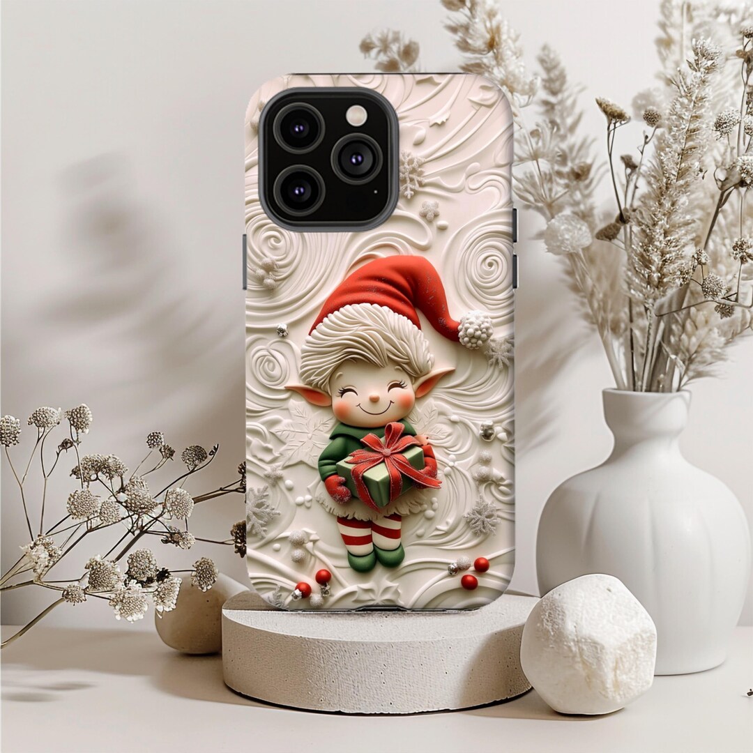 Christmas Elf Phone Case 3D Paper Carving Style With Holiday Charm ...