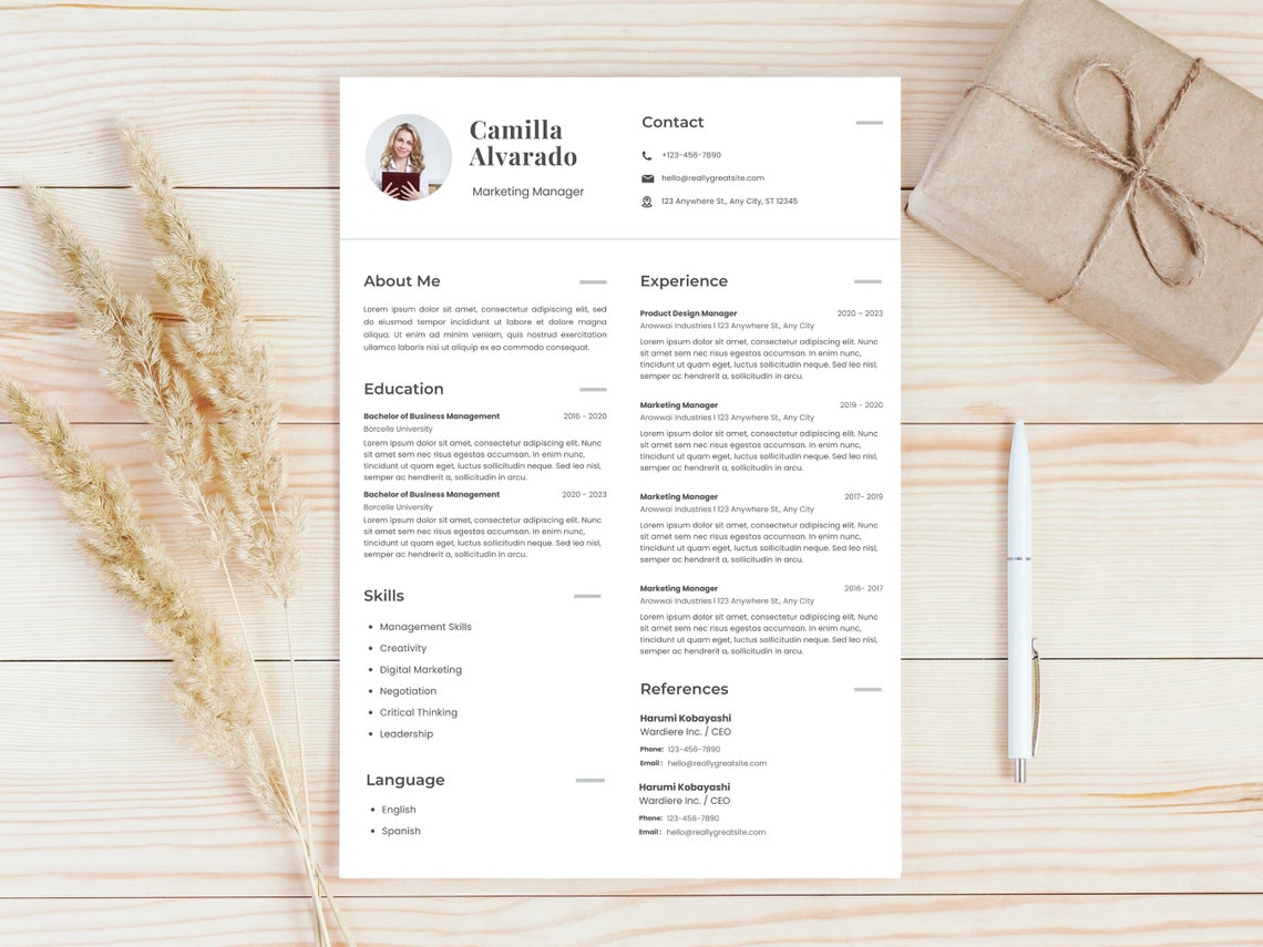 Simple Minimal Clean Resume Template, 1-2 Page Resume Template, Cover ...