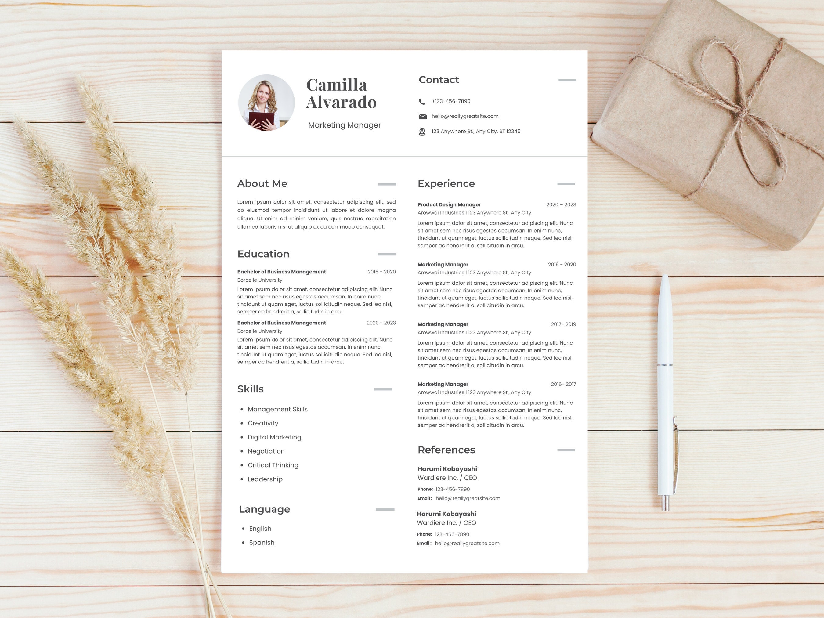 Simple Minimal Clean Resume Template, 1-2 Page Resume Template, Cover ...