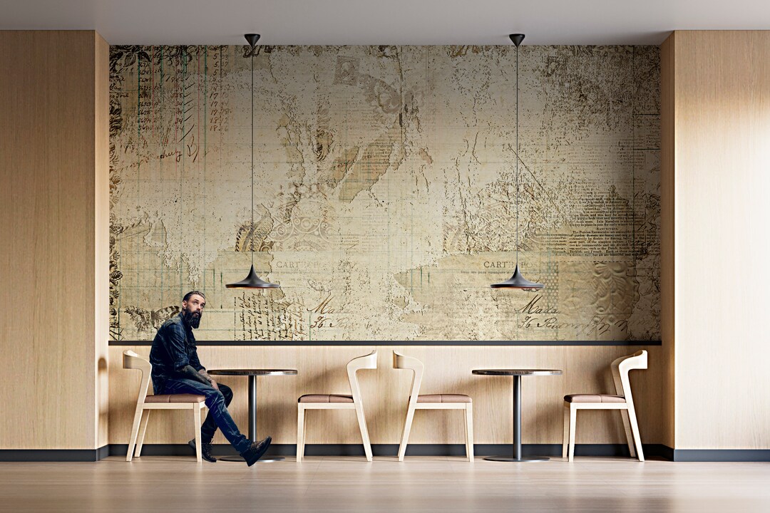 Vintage Archives Sheets Composition, Retro Look Wallpaper - Etsy