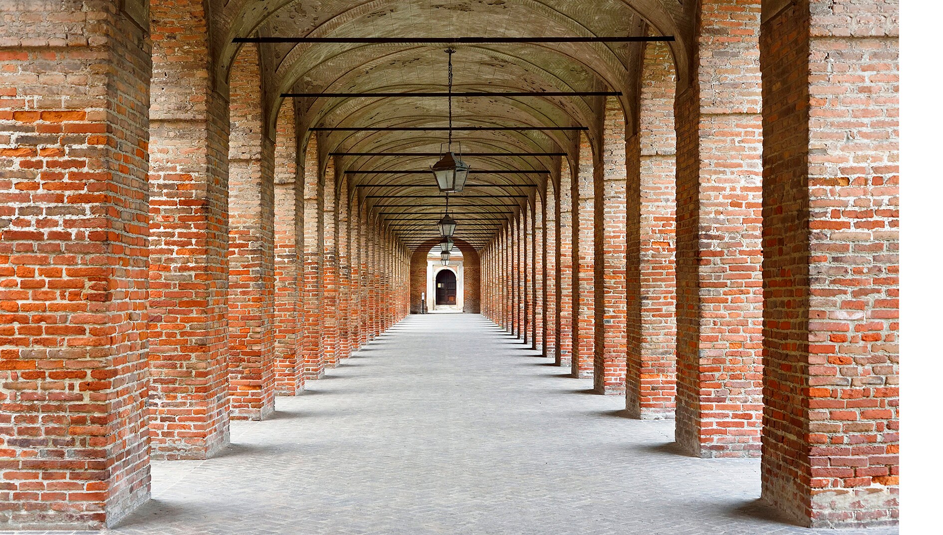 Brick Colonnade Perspective Wallpaper: Italian City Design - Etsy