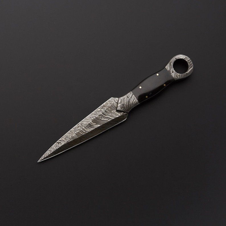 Hand Forged Damascus Steel Dagger Knife With Leather Sheath, Damascus ...