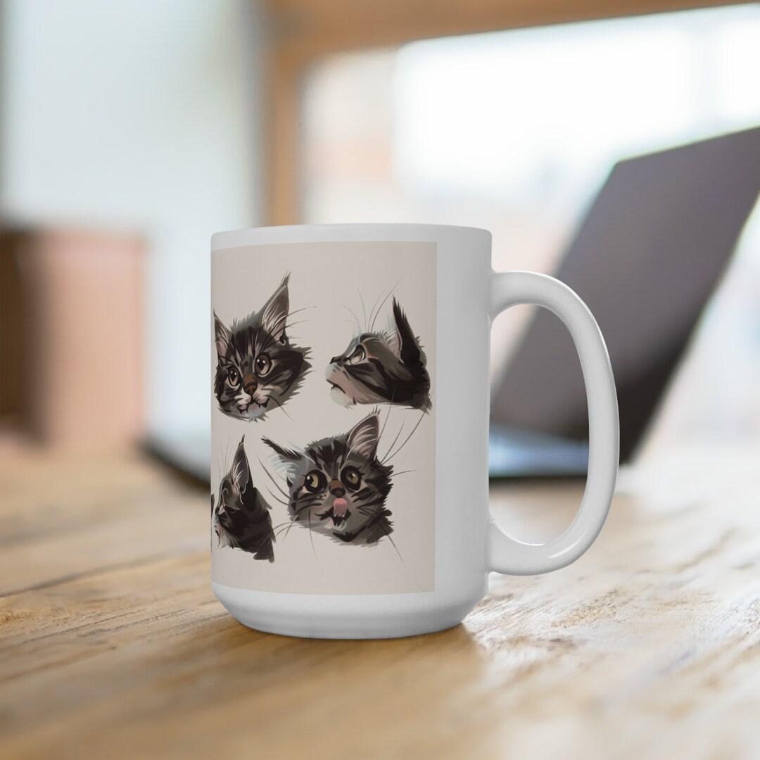15oz Mug, Cat Mug, Funny Cat Face Mug, Cat Tea Cup, Cat Lover, Cat Mom ...