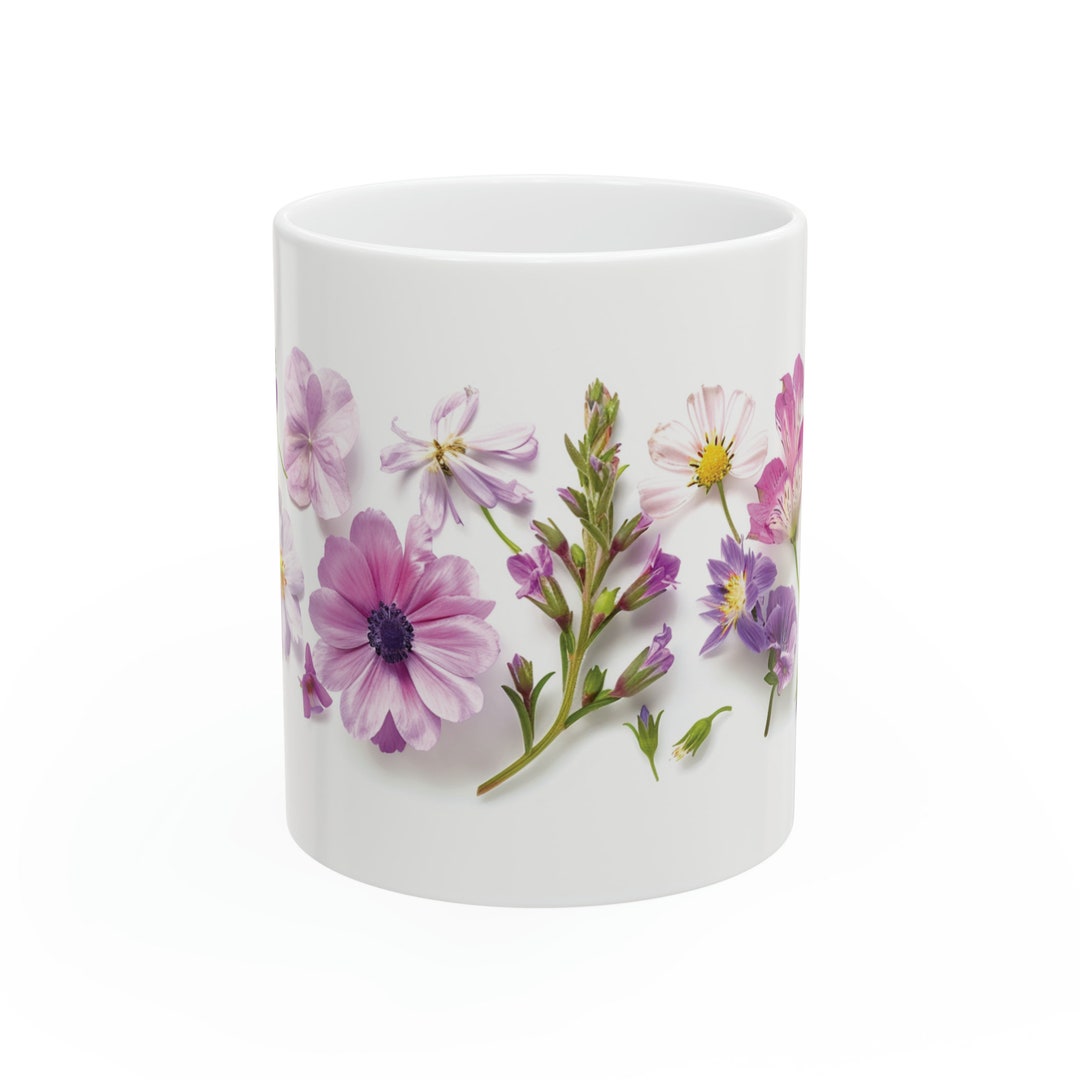 Spring Flower Mug, Pressed Flower Mug, Spring Mug, Coffee Mug, Tea Cup ...