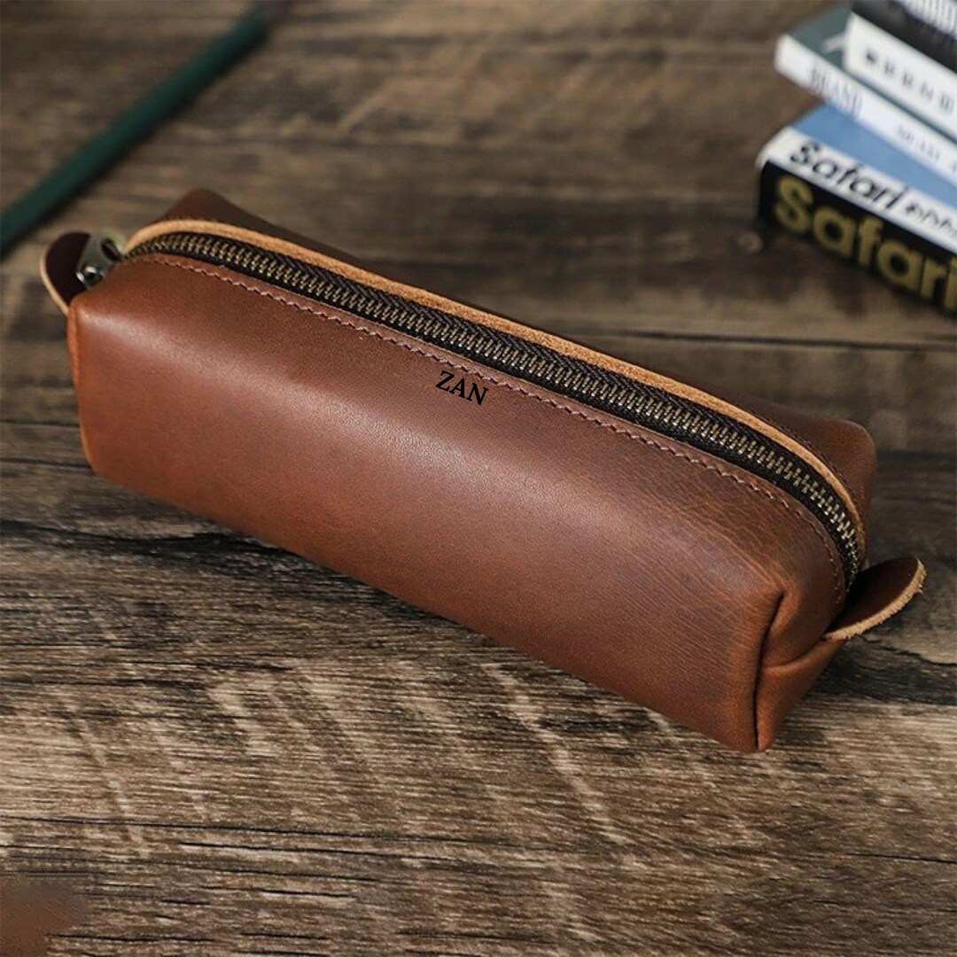 Leather Pencil Case for Kids Business Pencil Case Men School Office Pen ...