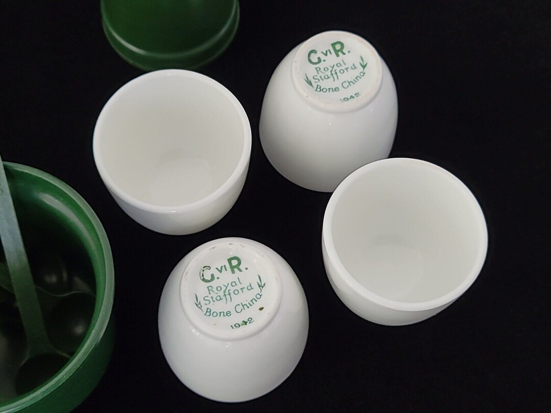King George VI Elizabeth II Porcelain Royal Service Egg Cups Cipher ...