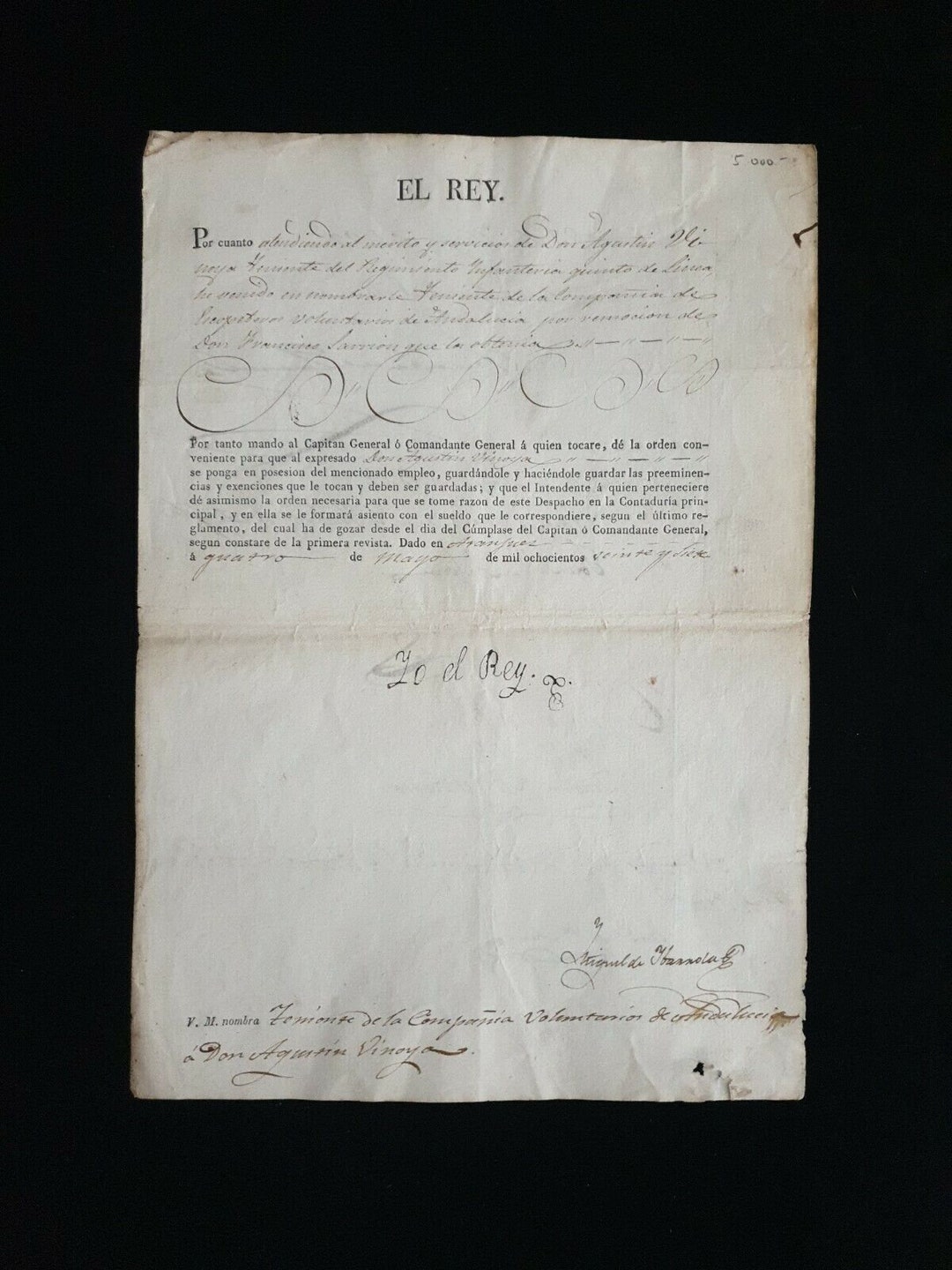 Rare Royalty King of Spain Ferdinand VII Signed Royal Document Letter ...
