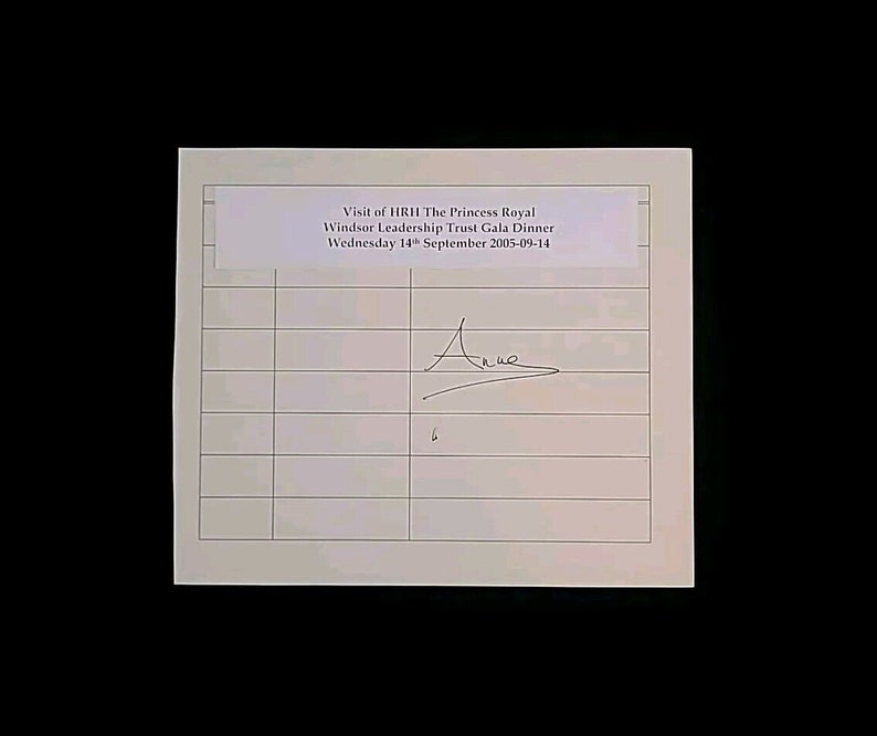 Princess Anne Signed Royal Document Queen Elizabeth Royalty Autograph ...