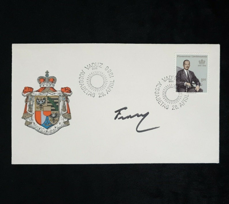 HRH Prince Franz Joseph II Signed Document Stamp Liechtenstein Royalty ...