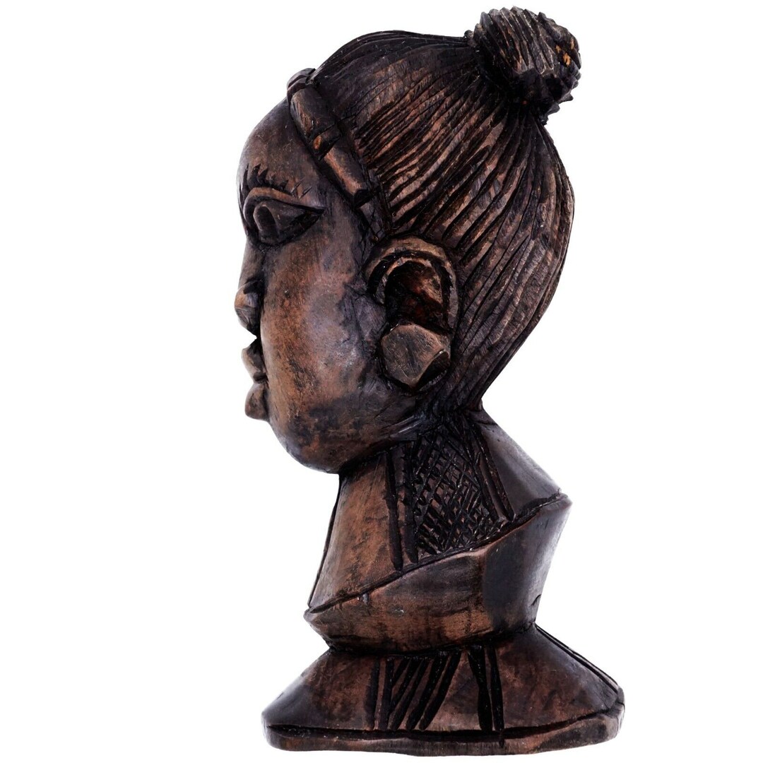 Authentic Antique African Tribal Art Carving Statue Bust Woman Head ...