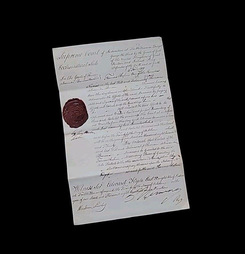 Royal Baronet Prince King George III Royalty British Court Document Wax ...