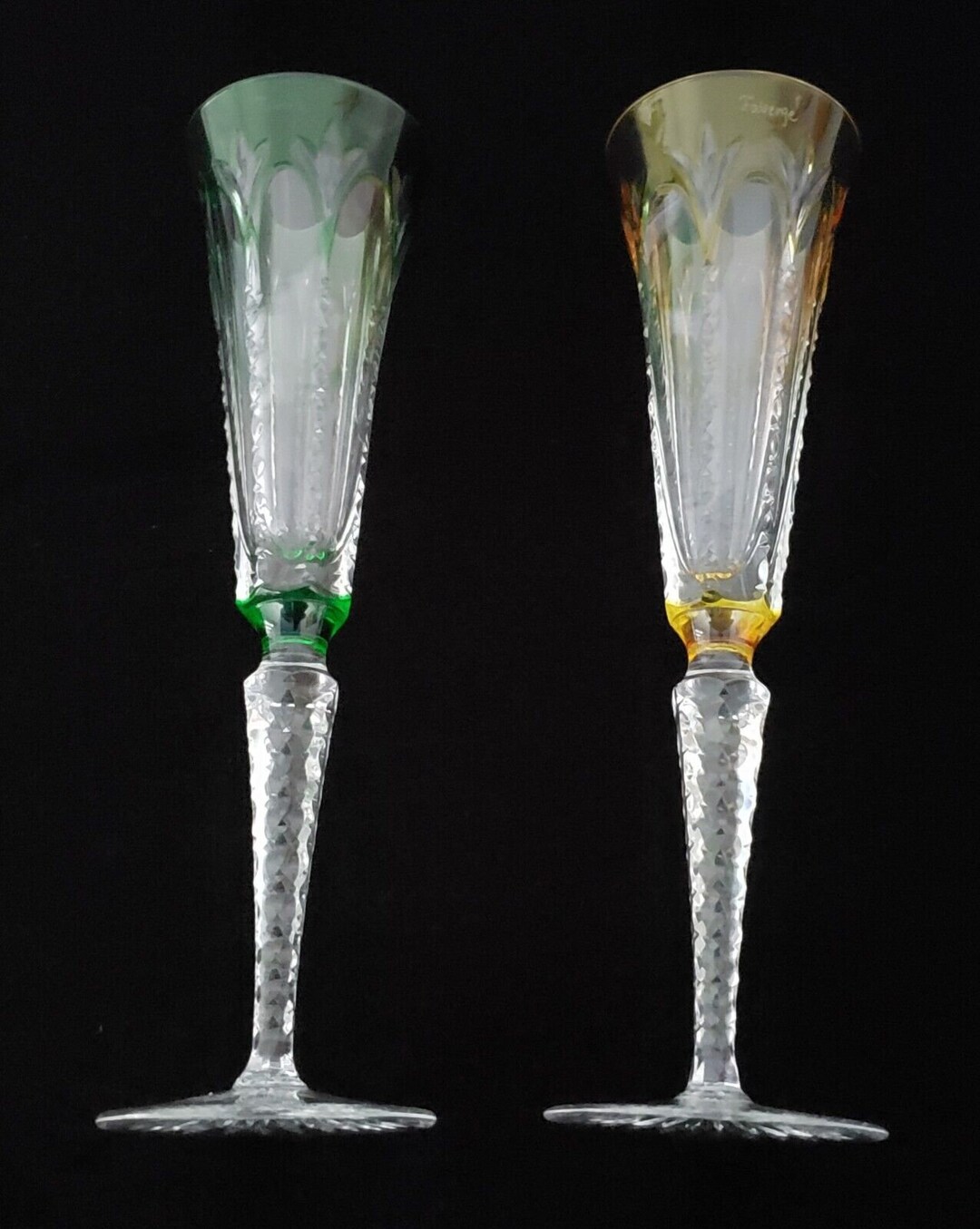 Rare Faberge Stemware Champagne Flute Glass Signed Tatiana Cut to Clear ...