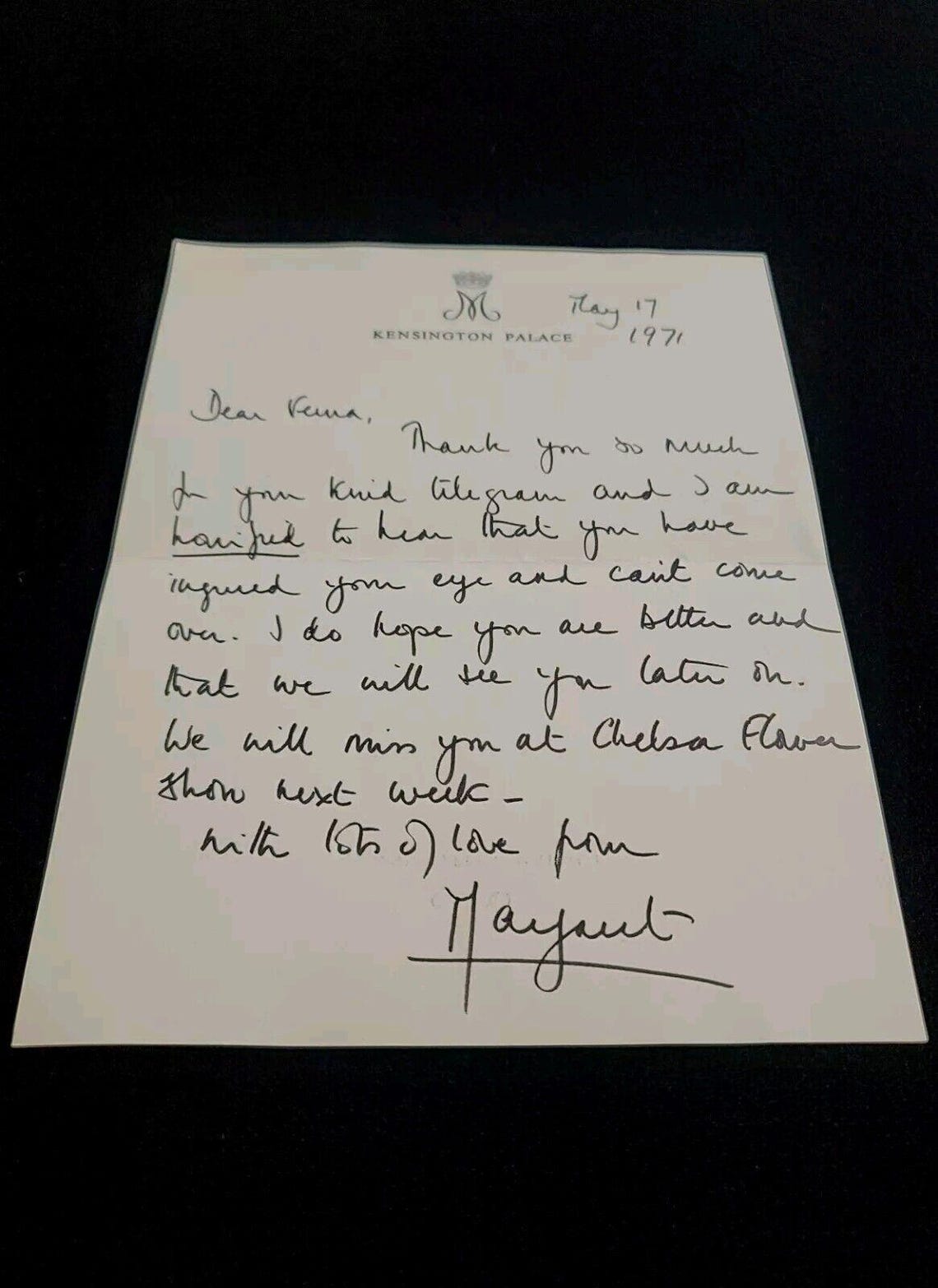 1971 Princess Margaret Signed Autograph Royal Letter Verna Hull British ...