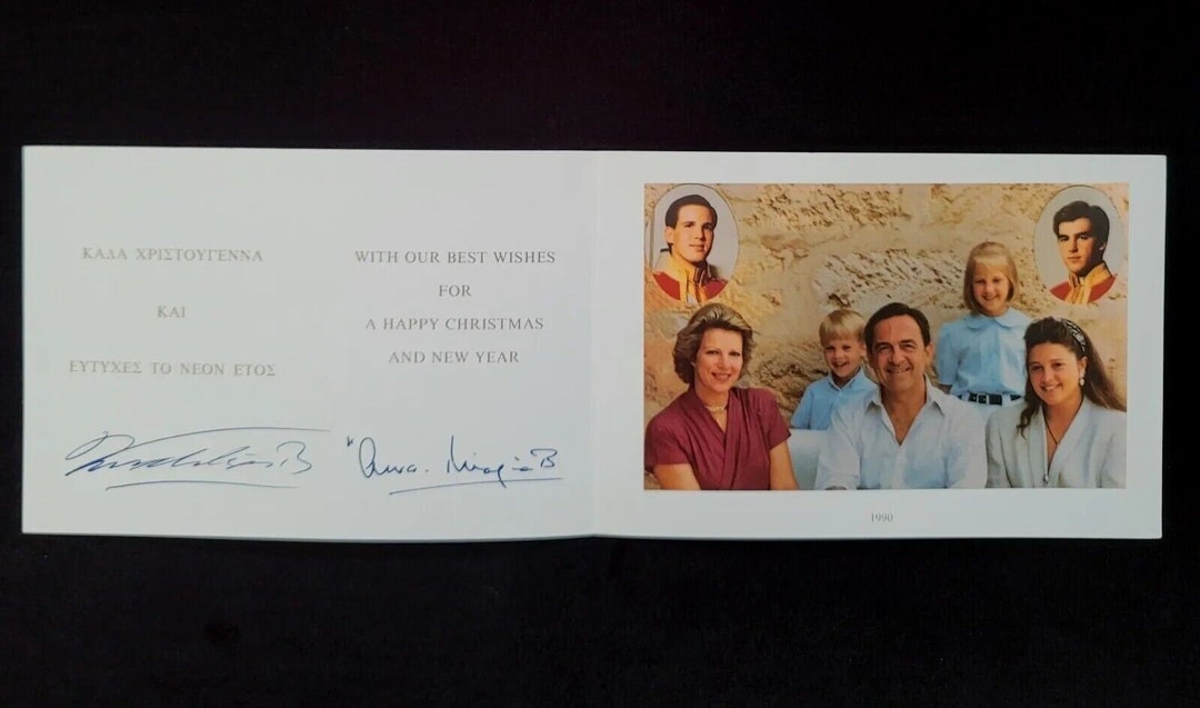 1990 Greek King Constantine Queen Anne-marie Signed Royal Christmas ...