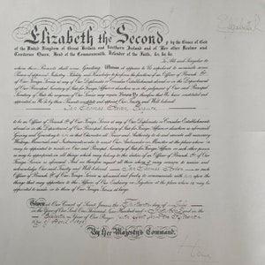 Rare British Royalty Queen Elizabeth II Signed Royal Consular Document ...