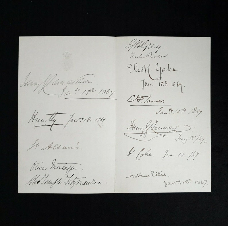 Rare 1867 King Edward VII Queen Alexandra Prince Alfred Signed Royalty ...