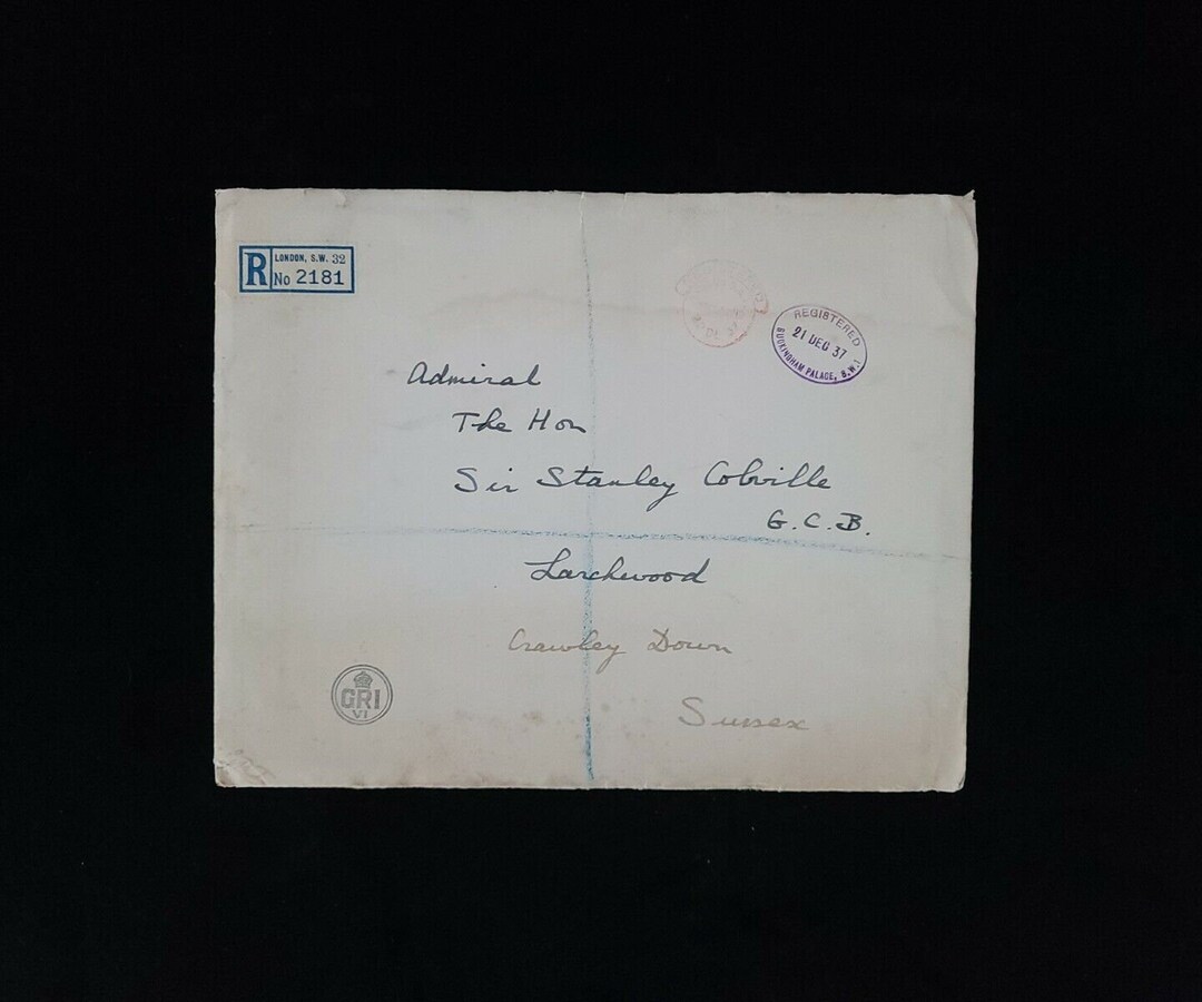 1937 King George VI GRI Signed Royalty Envelope Document Admiral ...