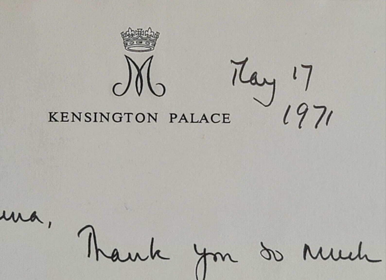 1971 Princess Margaret Signed Autograph Royal Letter Verna Hull British ...