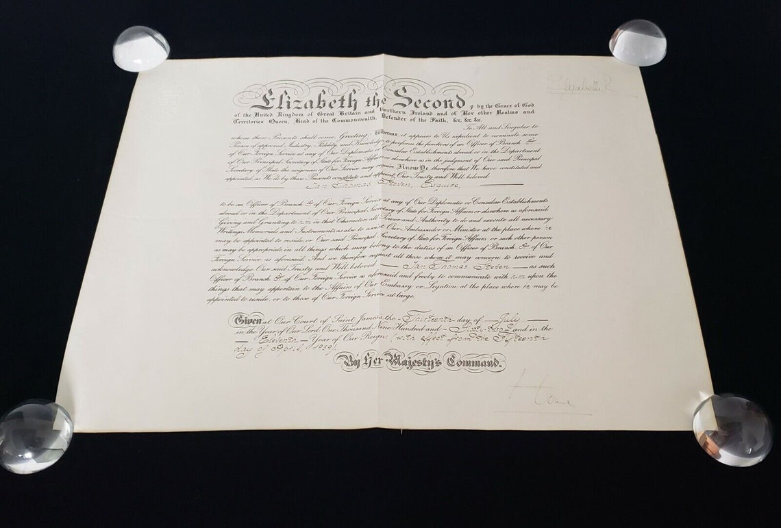 Rare British Royalty Queen Elizabeth II Signed Royal Consular Document ...