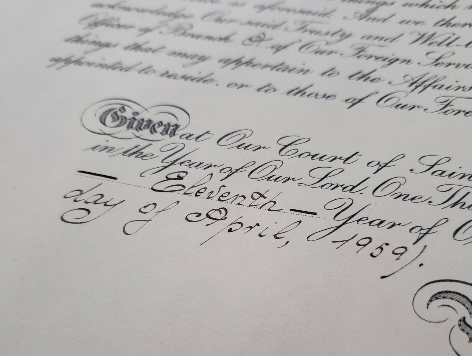 Rare British Royalty Queen Elizabeth II Signed Royal Consular Document ...