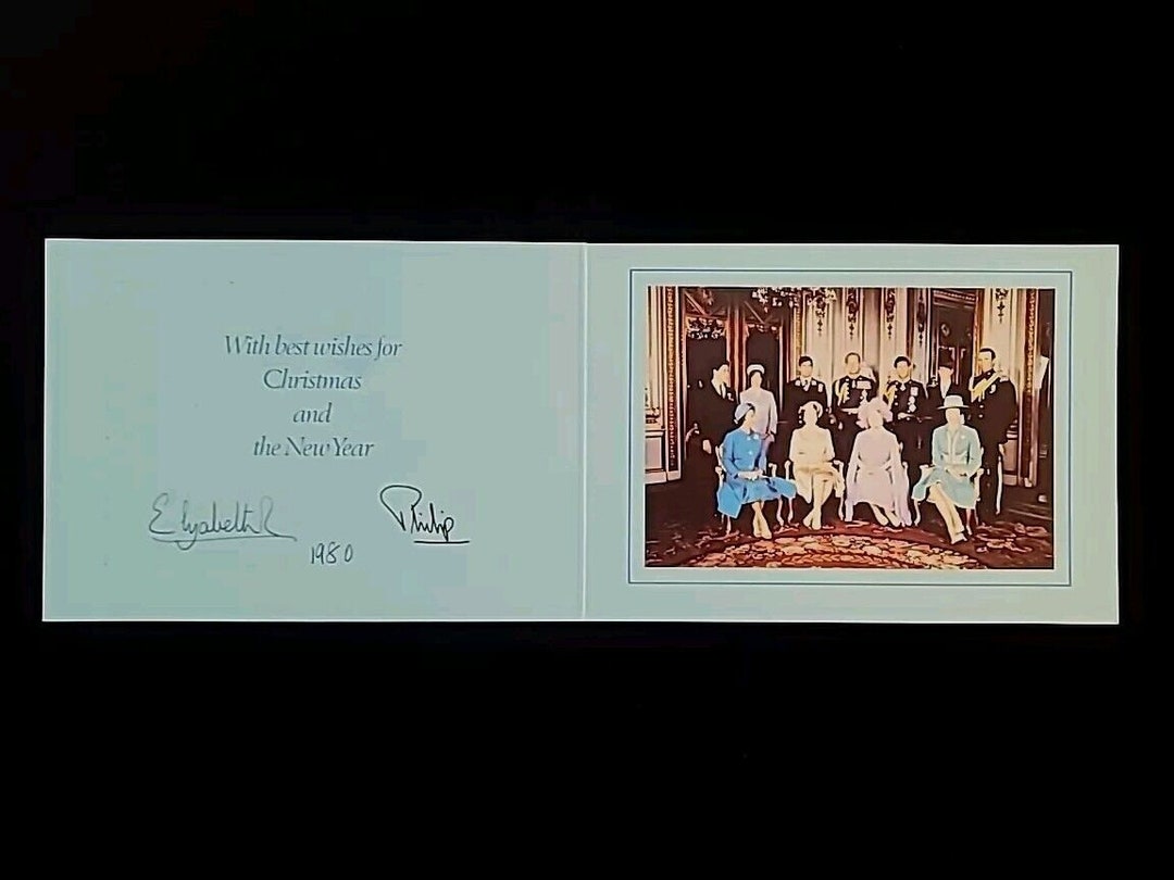 1980 Queen Elizabeth II Signed Card Royal Document Prince Philip ...