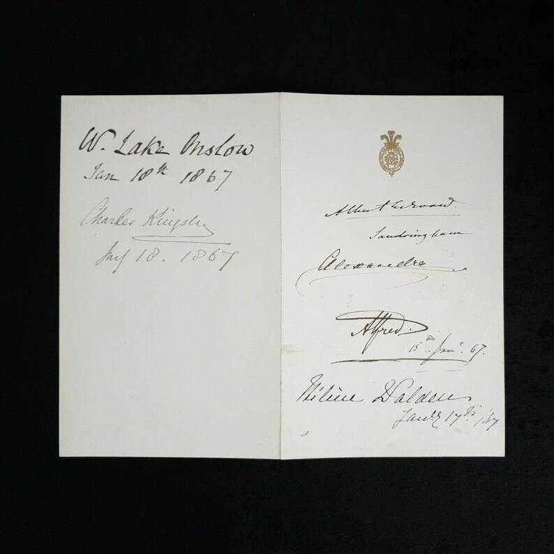 Rare 1867 King Edward VII Queen Alexandra Prince Alfred Signed Royalty ...