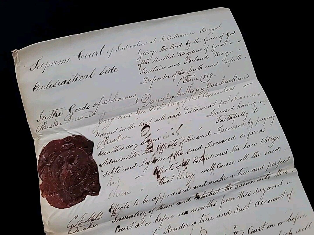 Baronet Prince King George III Royalty British Royal Court Document Wax ...