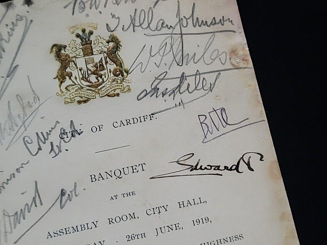 King Edward VIII Signed Prince of Wales Cardiff Lord Mayor Kirk British ...