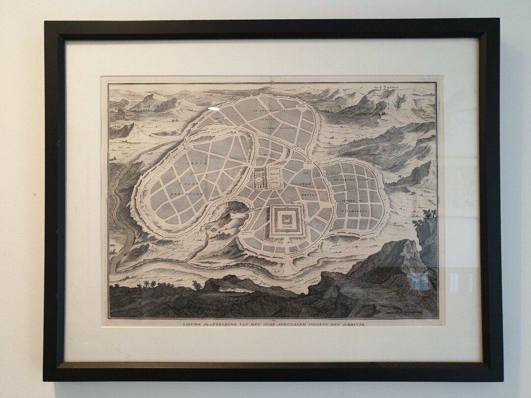 Rare 1800 Antique Map Jerusalem Israel Holy Land King Solomon's Temple ...