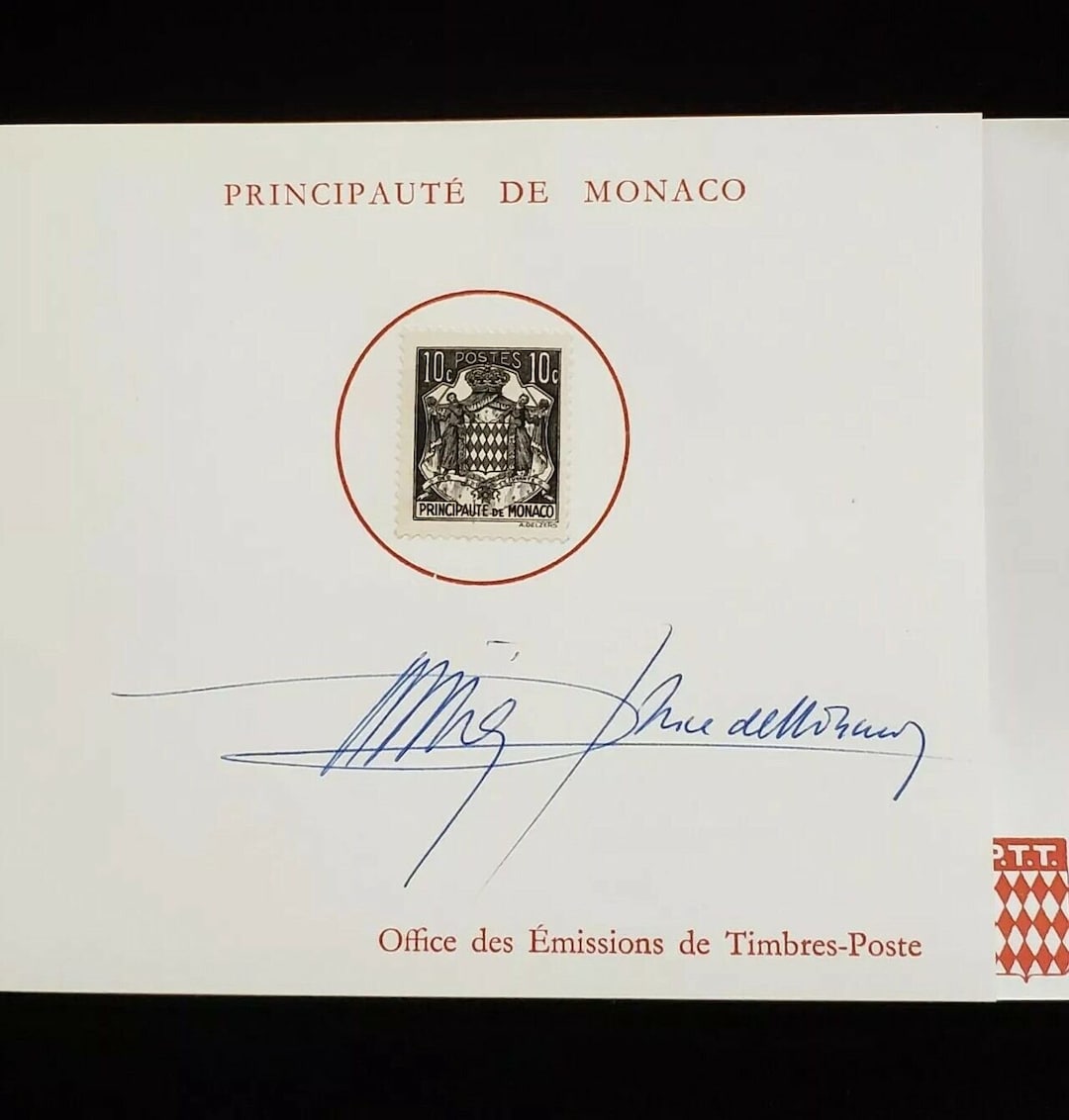 Rare Royalty 1960 Prince Rainier III of Monaco Signed Stamp Autograph ...