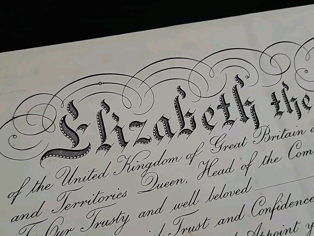 Queen Elizabeth II Signed 1959 Royal Document British Military Royalty ...