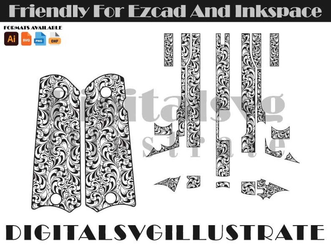 Colt1911 Filigree Scroll Design Svg,lasercut,laserengraving,fiberlaser ...