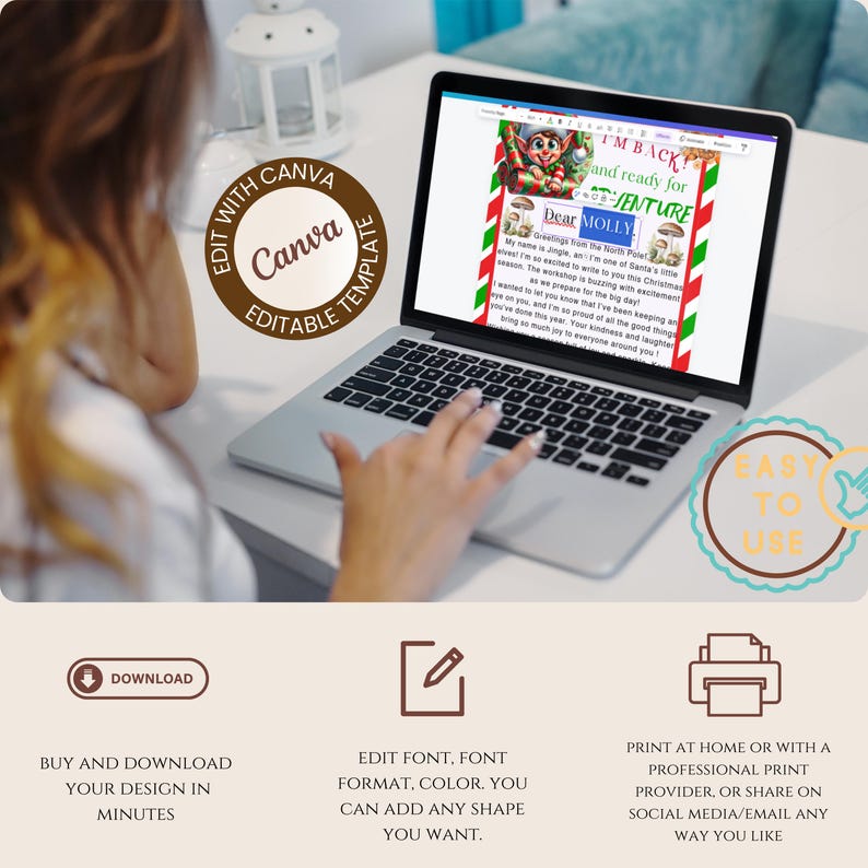 Editable Christmas Elf I'm Back Letter TEMPLATE, Custom Elf on the ...