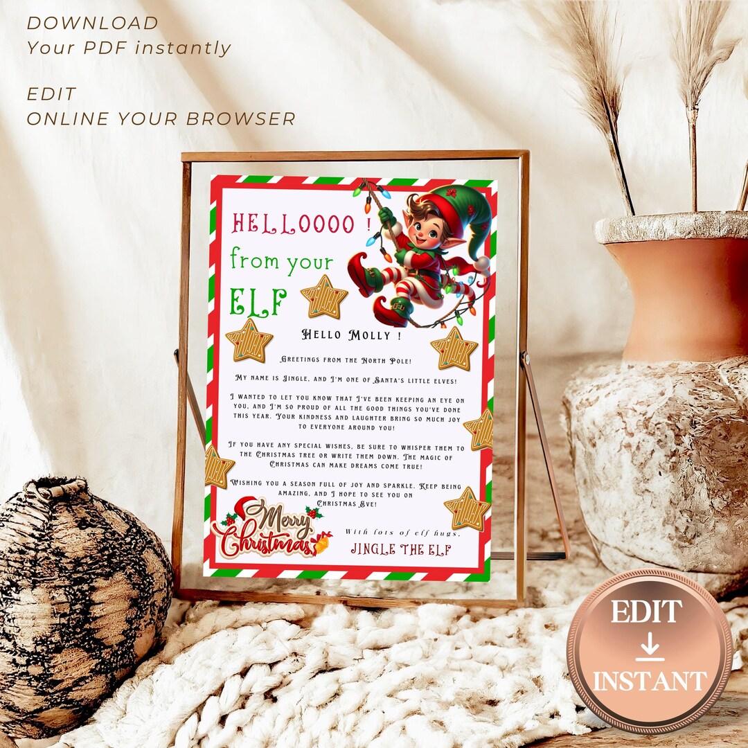 Editable Christmas Elf Arrival Letter First Time, Hello Elf Welcome ...